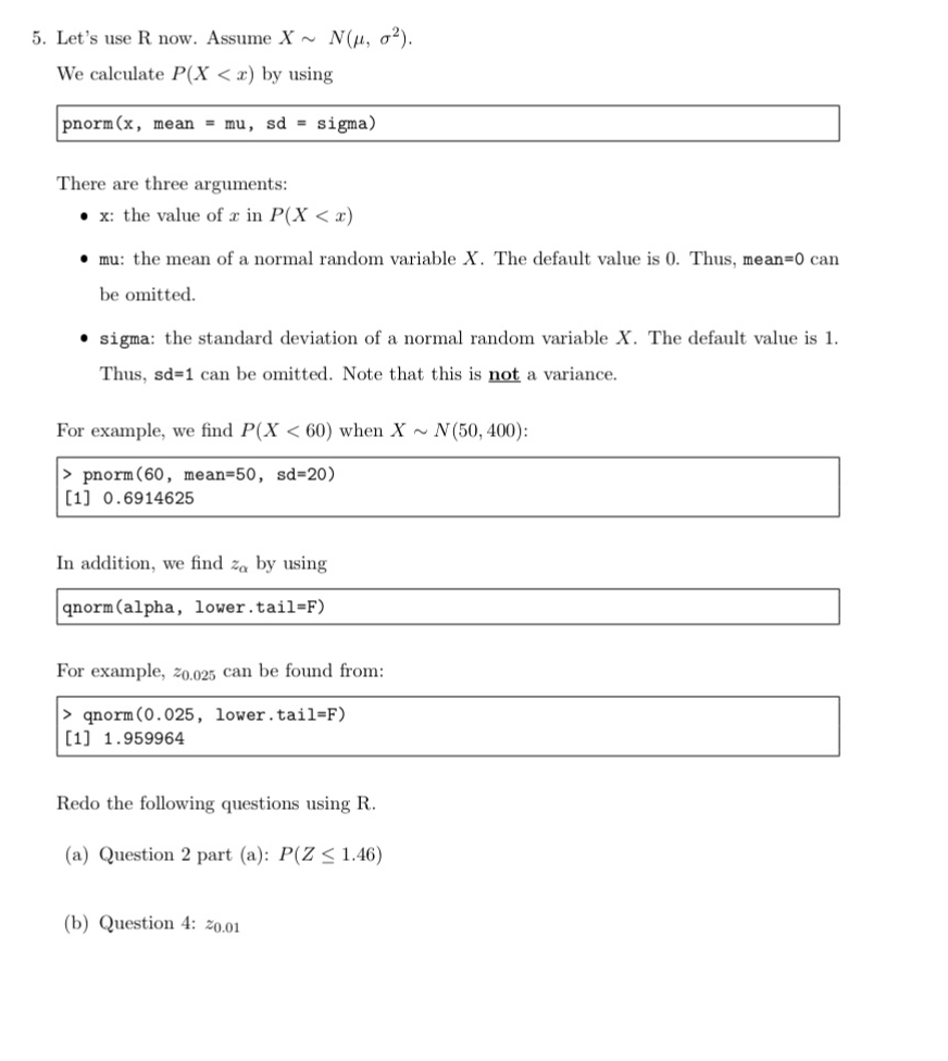 Solved Let's use R now. Assume x∼N(μ,σ2).We calculate | Chegg.com Solved Let's use R now. Assume x∼N(μ,σ2).We calculate | Chegg.com