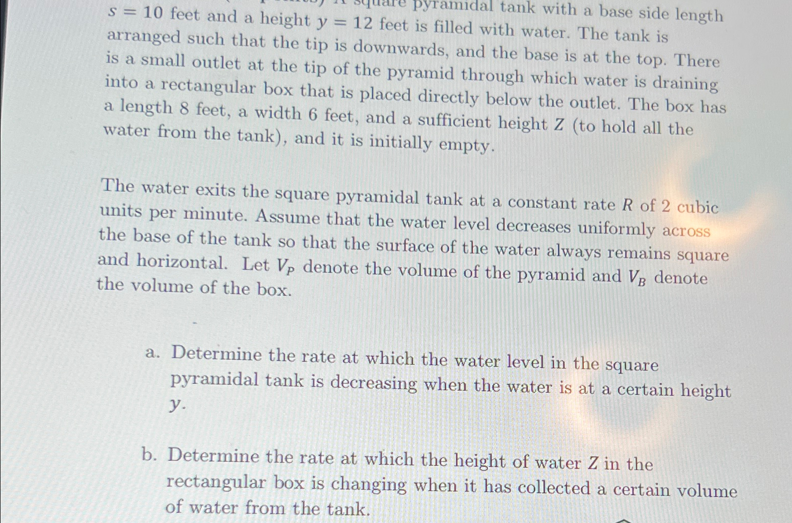 Solved s=10 ﻿feet and a height y=12 ﻿fide length arranged | Chegg.com