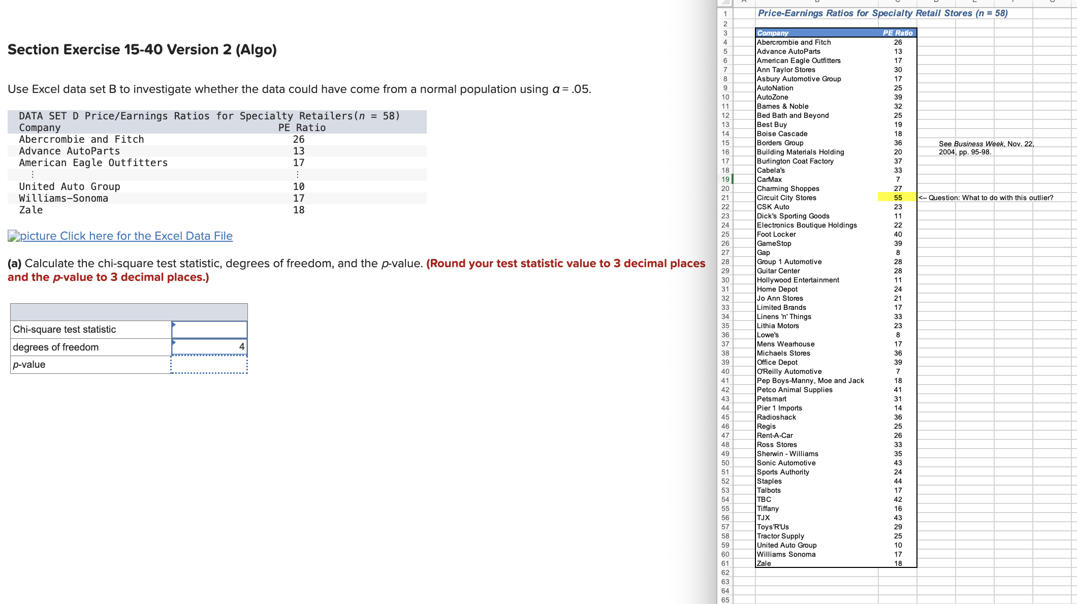 Solved Section Exercise 15-40 Version 1 (Algo)Use Excel | Chegg.com Solved Section Exercise 15-40 Version 1 (Algo)Use Excel | Chegg.com