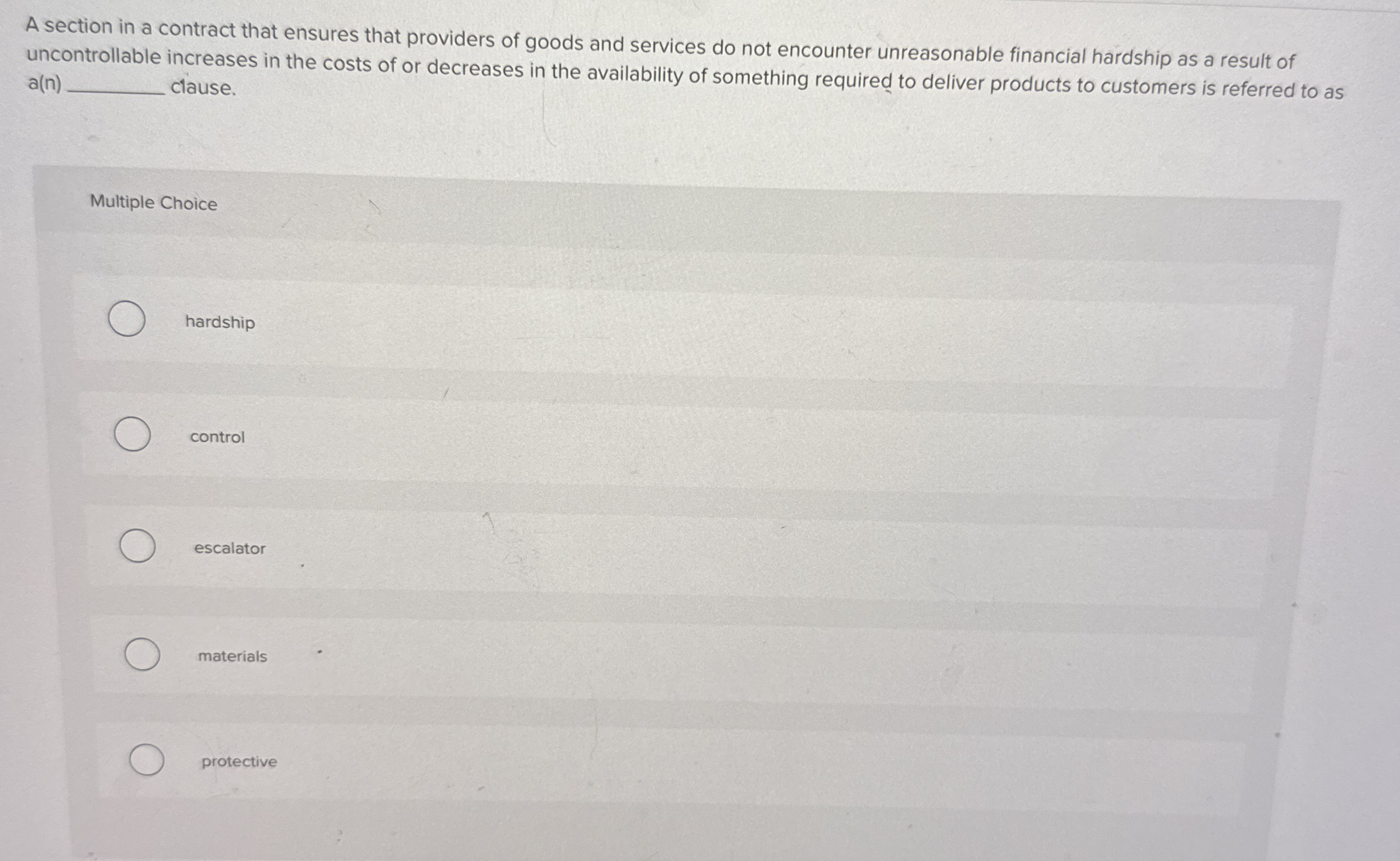 Solved A section in a contract that ensures that providers | Chegg.com