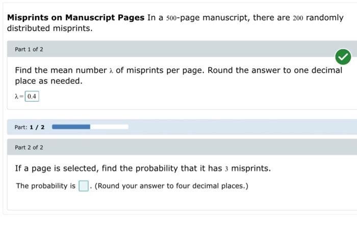Solved Misprints on Manuscript Pages In a 500 -page | Chegg.com