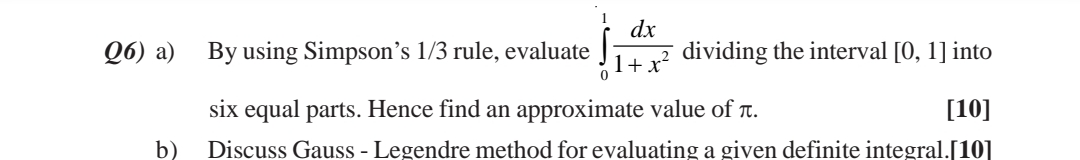 Solved Q6) ﻿a) ﻿By using Simpson's 13 ﻿rule, evaluate | Chegg.com