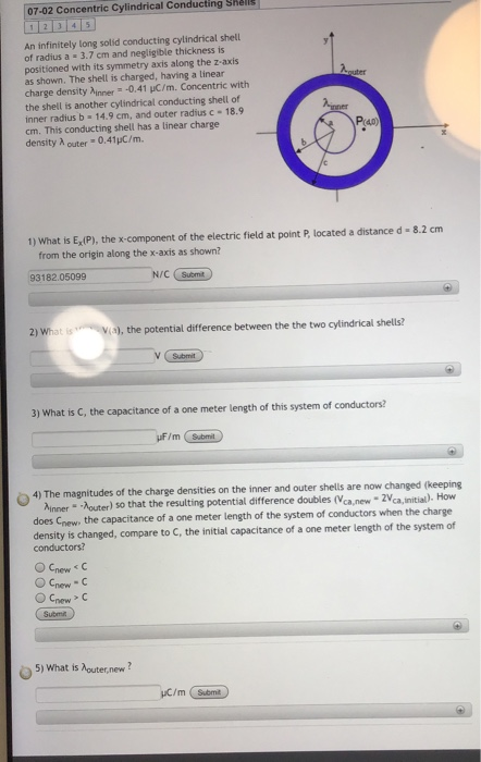 Solved 07-02 Concentric Cylindrical Conducting Shells An | Chegg.com