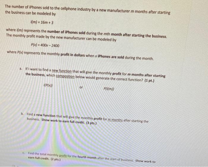 Solved The number of iPhones sold to the cellphone industry | Chegg.com