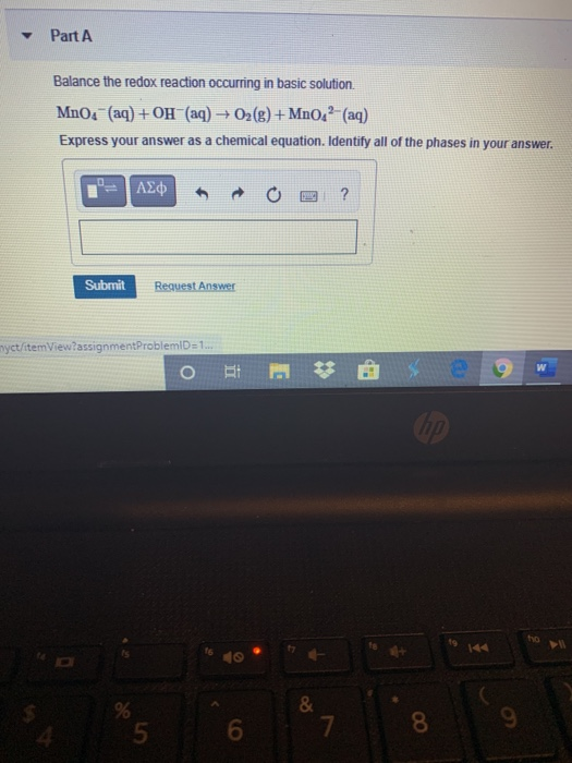 Solved Part A Balance the redox reaction occurring in basic | Chegg.com