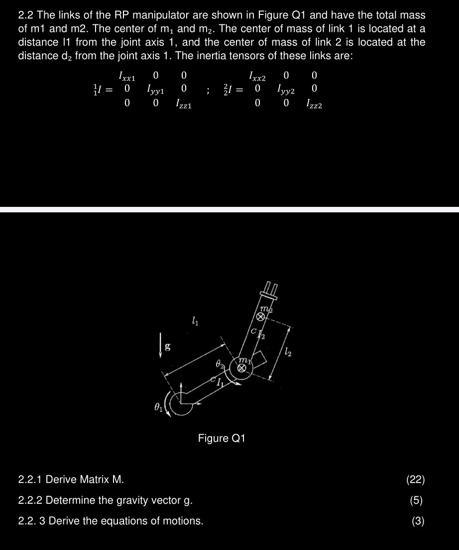 Solved 2.2 ﻿The links of the RP manipulator are shown in | Chegg.com