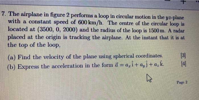 Solved 7. The airplane in figure 2 performs a loop in | Chegg.com