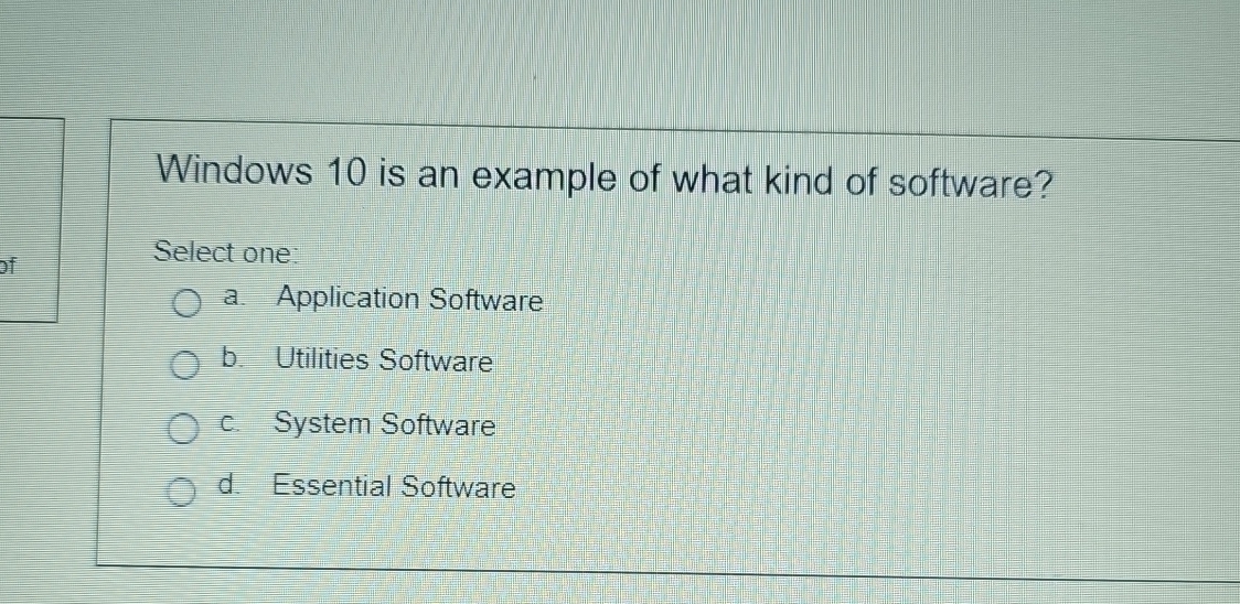 Solved Windows 10 ﻿is an example of what kind of | Chegg.com