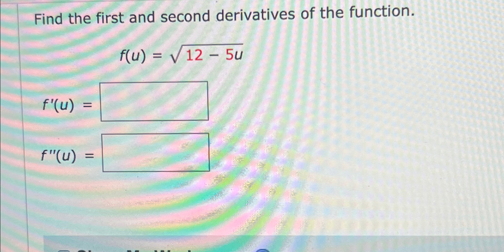 Solved Find the first and second derivatives of the | Chegg.com