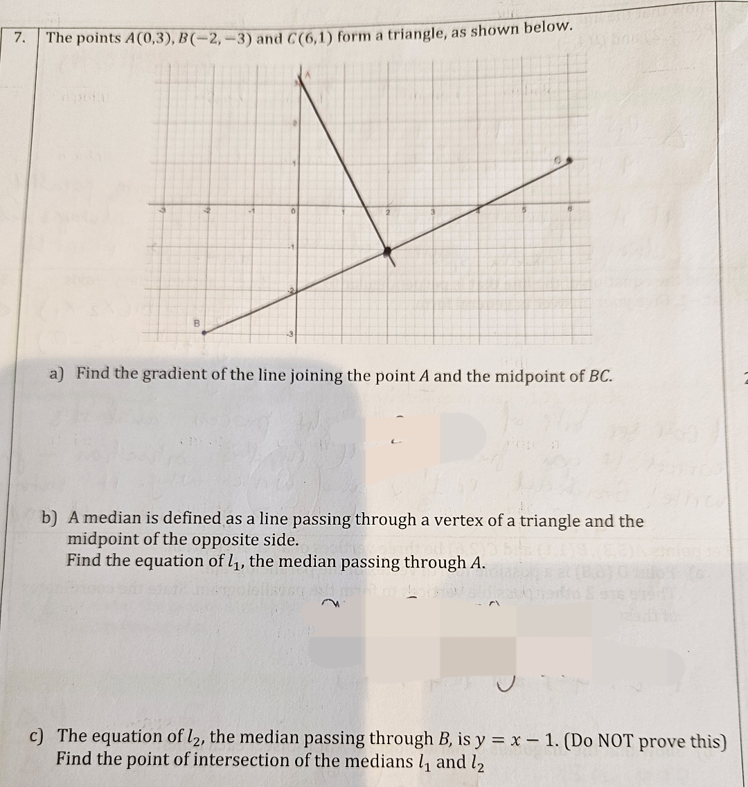 Solved The points A(0,3),B(-2,-3) ﻿and C(6,1) ﻿form a | Chegg.com
