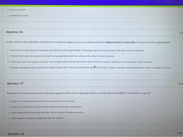 Solved fluency heuristic availability heuristic > Question | Chegg.com