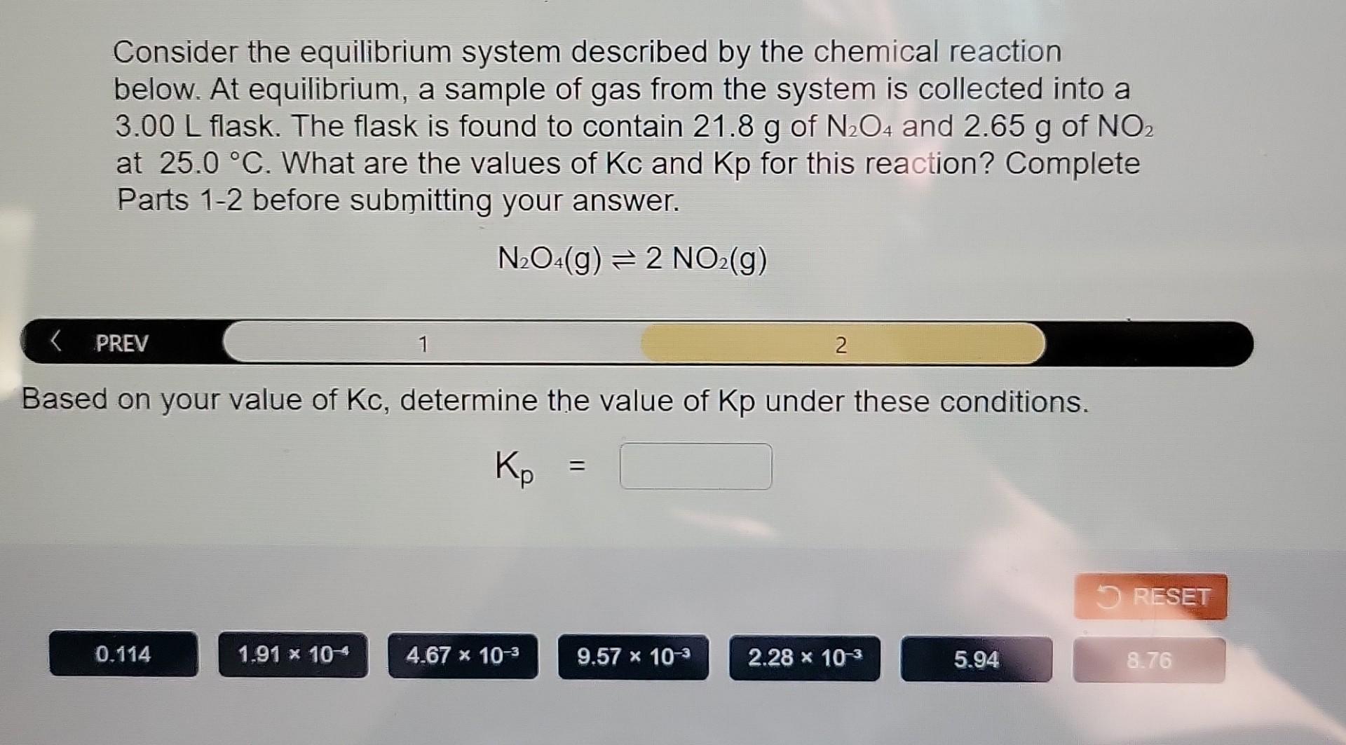 Solved Consider the equilibrium system described by the | Chegg.com