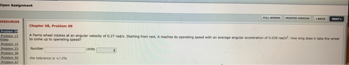 Solved Open Assignment FULL SCREEN PRINTER VERSION BACK NEXT | Chegg.com