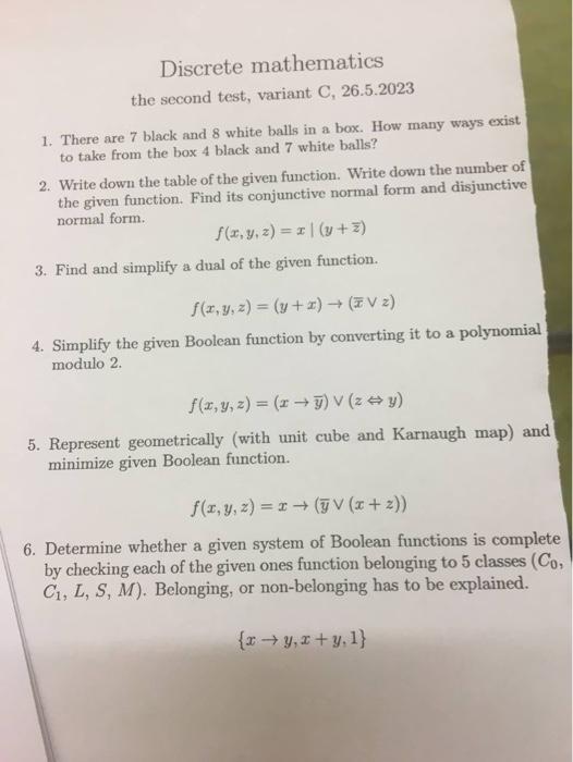Solved Discrete mathematics There are 7 black and 8 white | Chegg.com