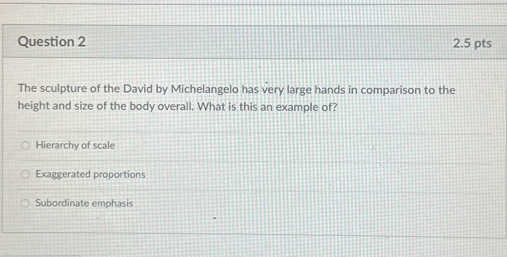 Solved Question 22.5ptsThe sculpture of the David by | Chegg.com