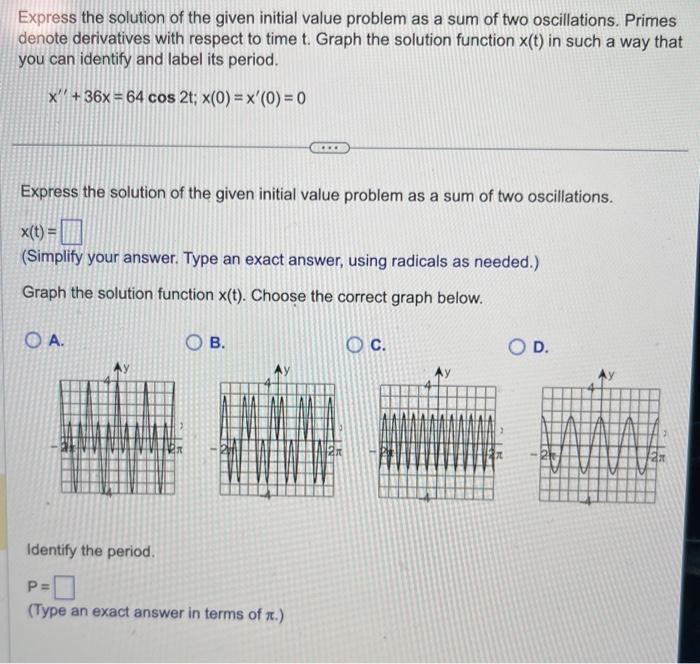 Solved Express The Solution Of The Given Initial Value 