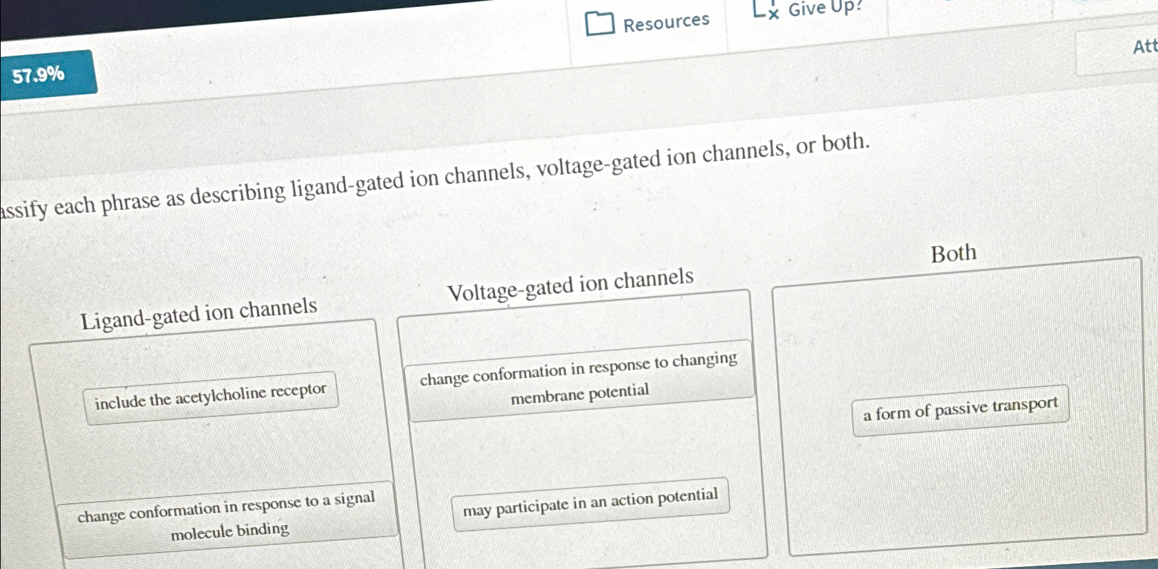 Solved Classify each phrase as describing ligand-gated ion | Chegg.com