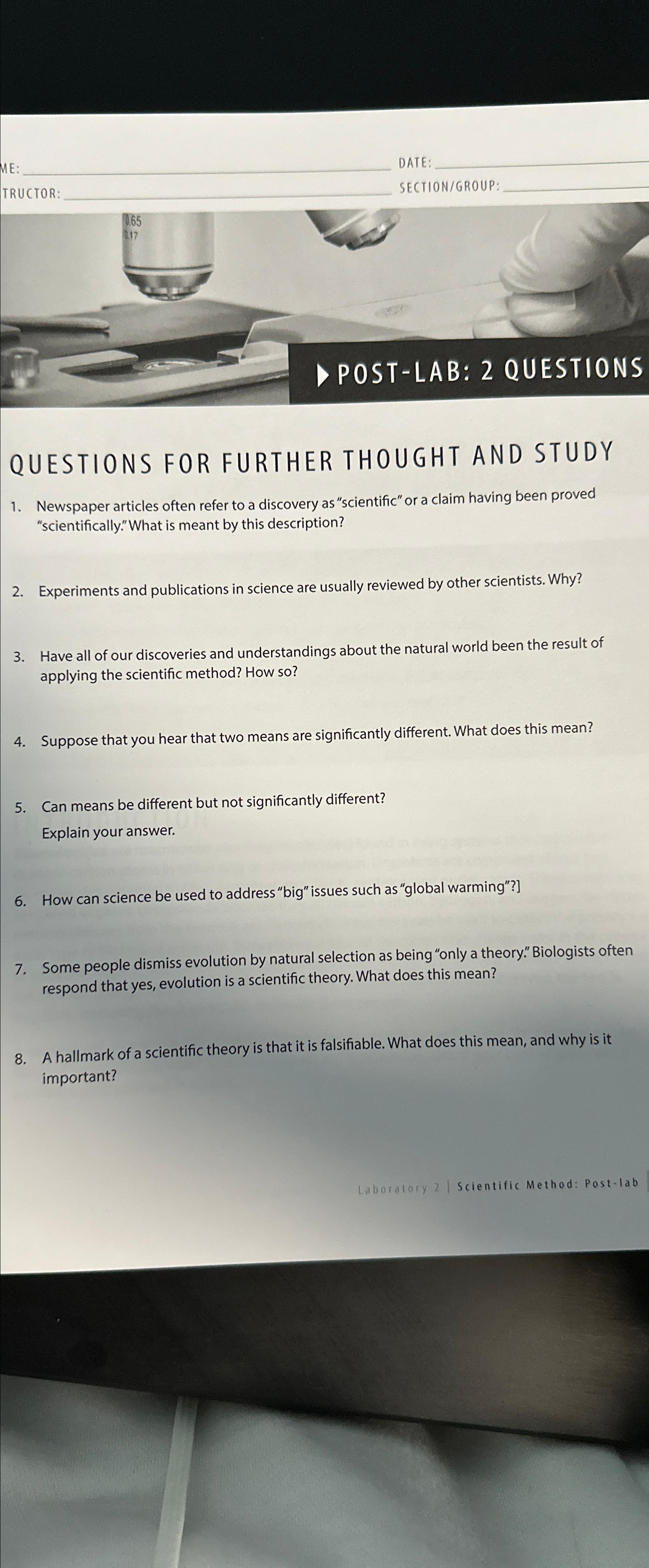 Solved DATE:TRUCTOR:SECTION/GROUP:POST-LAB: 2 | Chegg.com