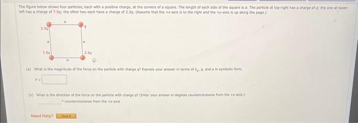Solved The figure below shows four particles, each wth a | Chegg.com