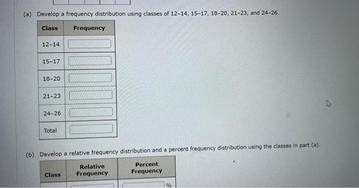 Solved (a) Develop a frequency distribution using classes of | Chegg.com