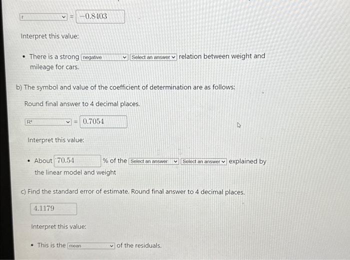Solved The weight of a car can influence the mileage that | Chegg.com