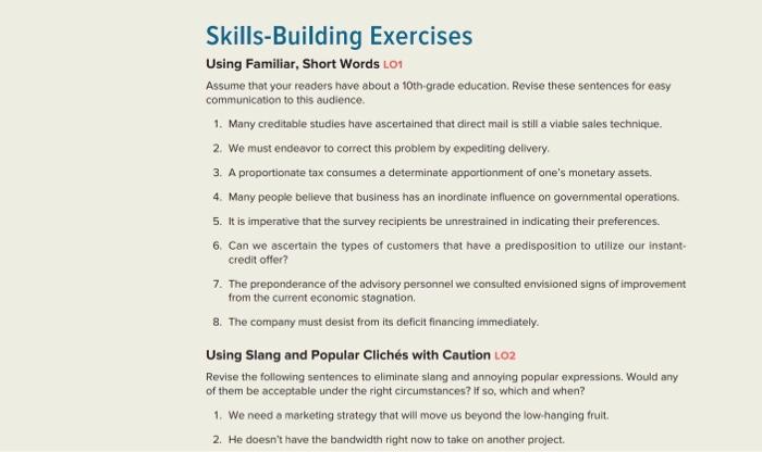 Solved Skills-Building Exercises Using Familiar, Short Words | Chegg.com