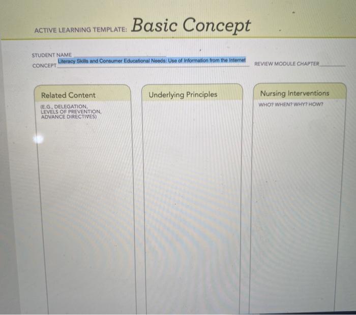 Solved Basic Concept ACTIVE LEARNING TEMPLATE: STUDENT NAME | Chegg.com