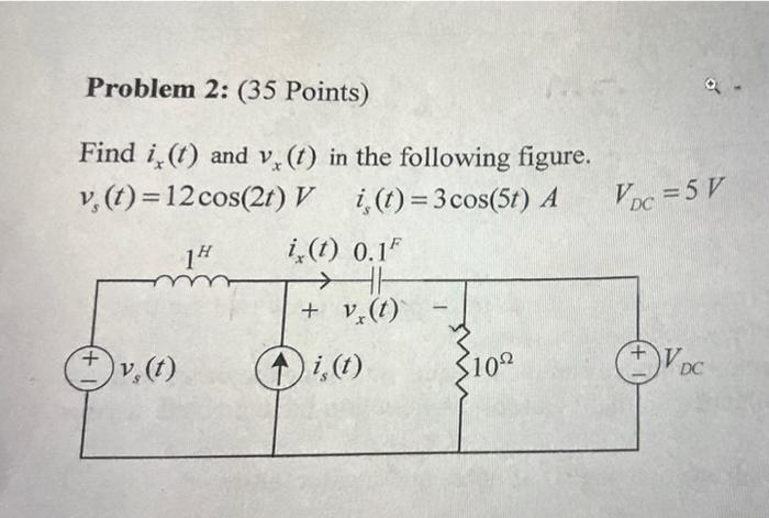 Solved Find ix(t) and vx(t) in the following figure. | Chegg.com