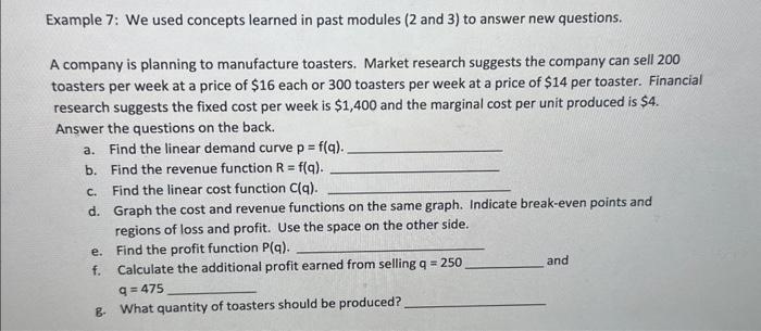 Example 7: We used concepts learned in past modules ( | Chegg.com