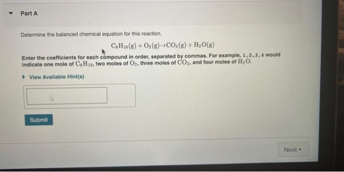 Solved Determine the balanced chemical equation for this | Chegg.com