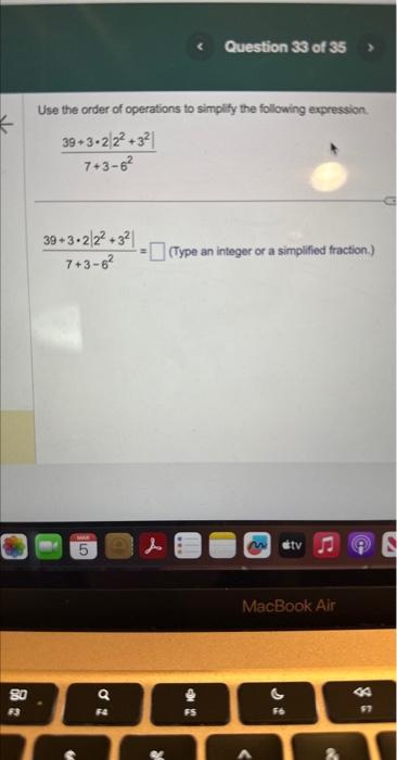 Solved Use the order of operations to simplify the following | Chegg.com