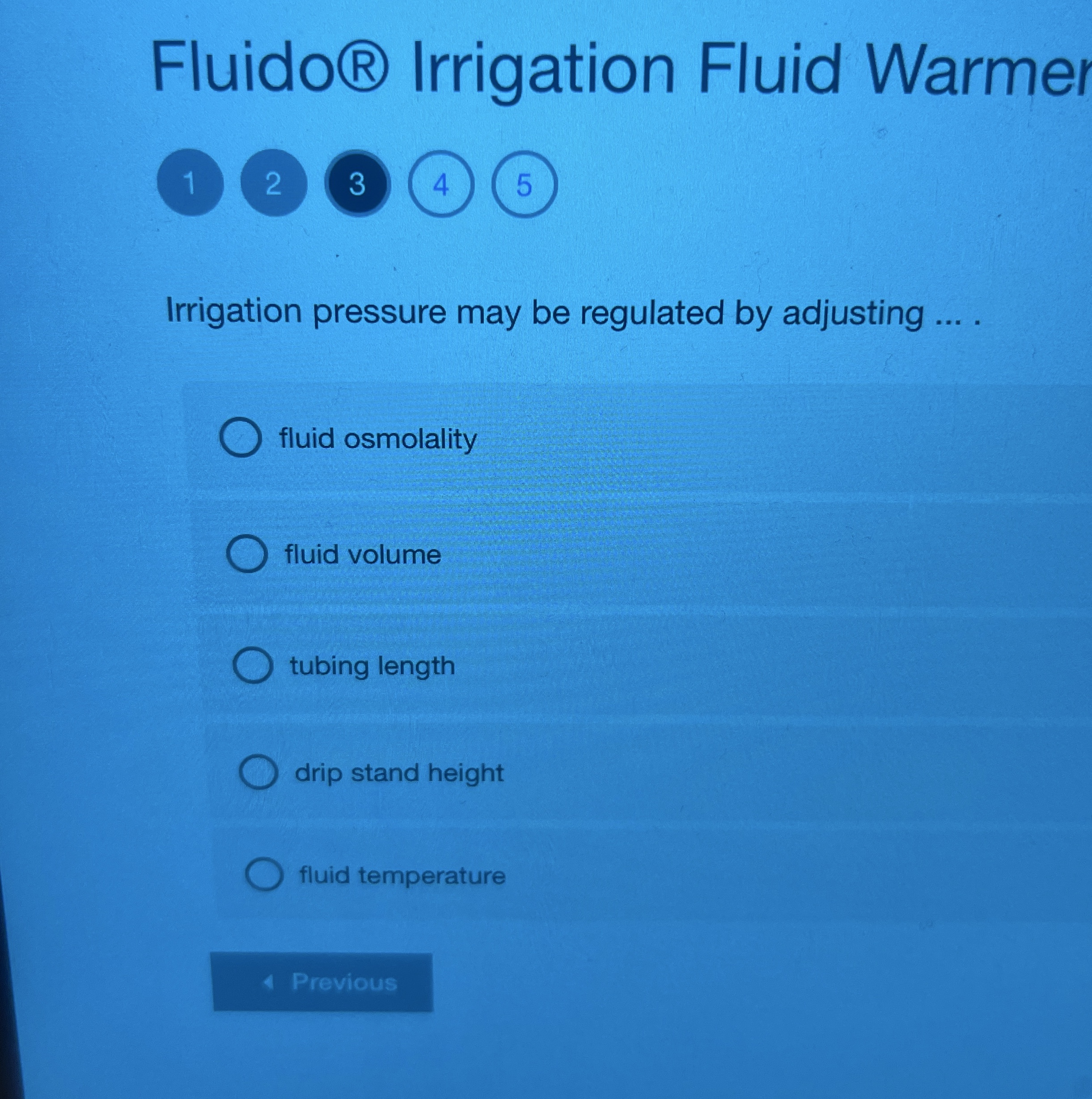 Solved by an EXPERT Fluido® ﻿Irrigation Fluid WarmerIrrigation pressure ...