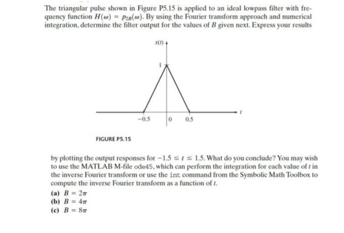 Solved The triangular pulse shown in Figure P5.15 is applied | Chegg.com