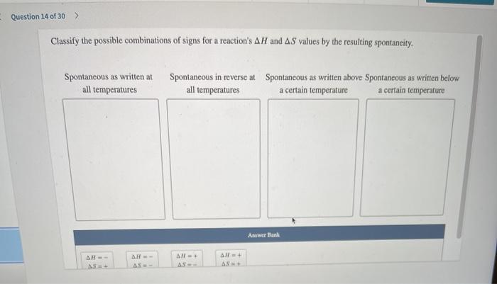 Solved Question 14 of 30 > Classify the possible | Chegg.com