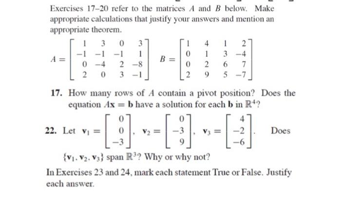 Solved Exercises 17-20 refer to the matrices A and B below. | Chegg.com