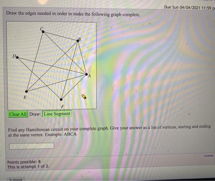 Solved Due Sun 04/04/2021 11:59 pm Draw the edges needed in | Chegg.com