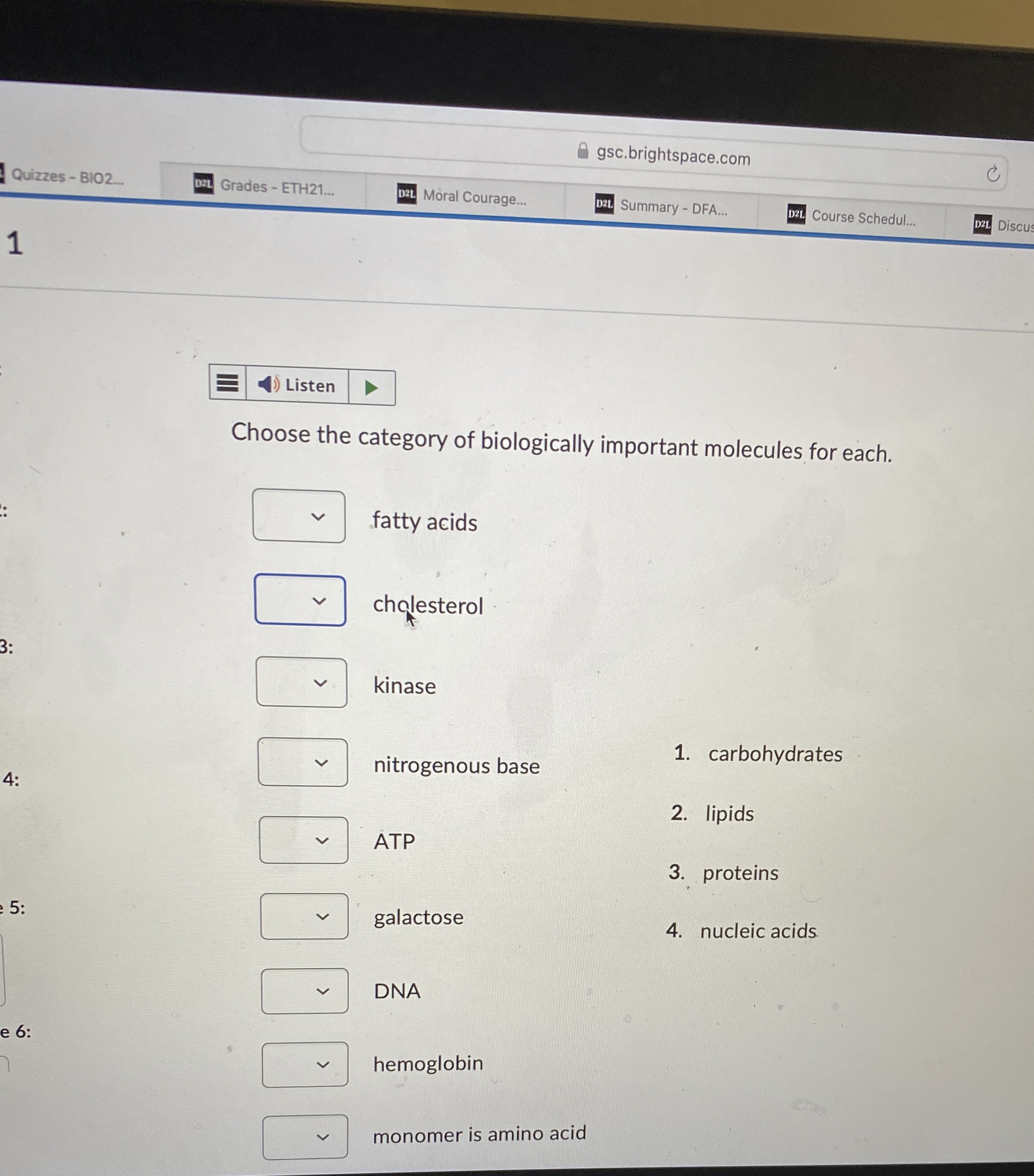 Solved Choose the category of biologically important | Chegg.com