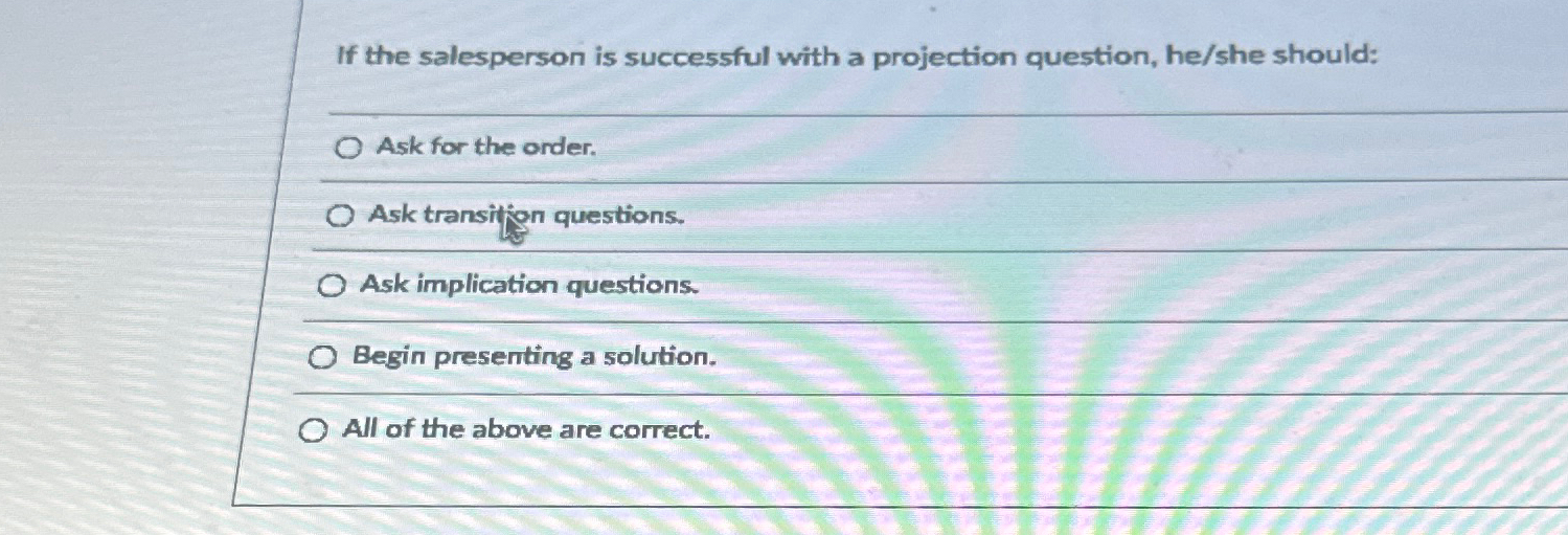 Solved If the salesperson is successful with a projection | Chegg.com