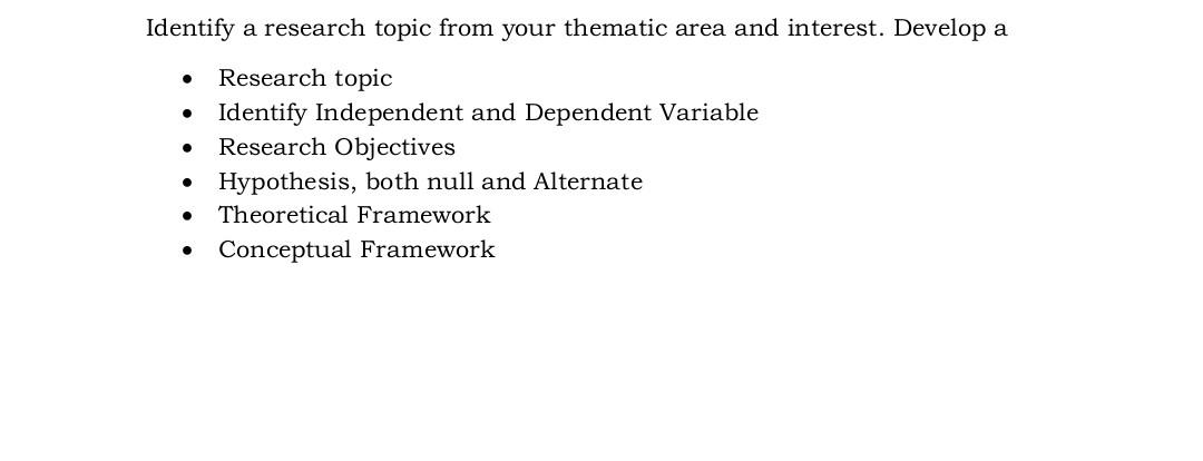 Identify a research topic from your thematic area and | Chegg.com