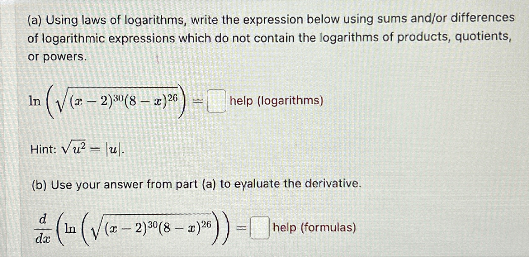 Solved (a) ﻿Using laws of logarithms, write the expression | Chegg.com