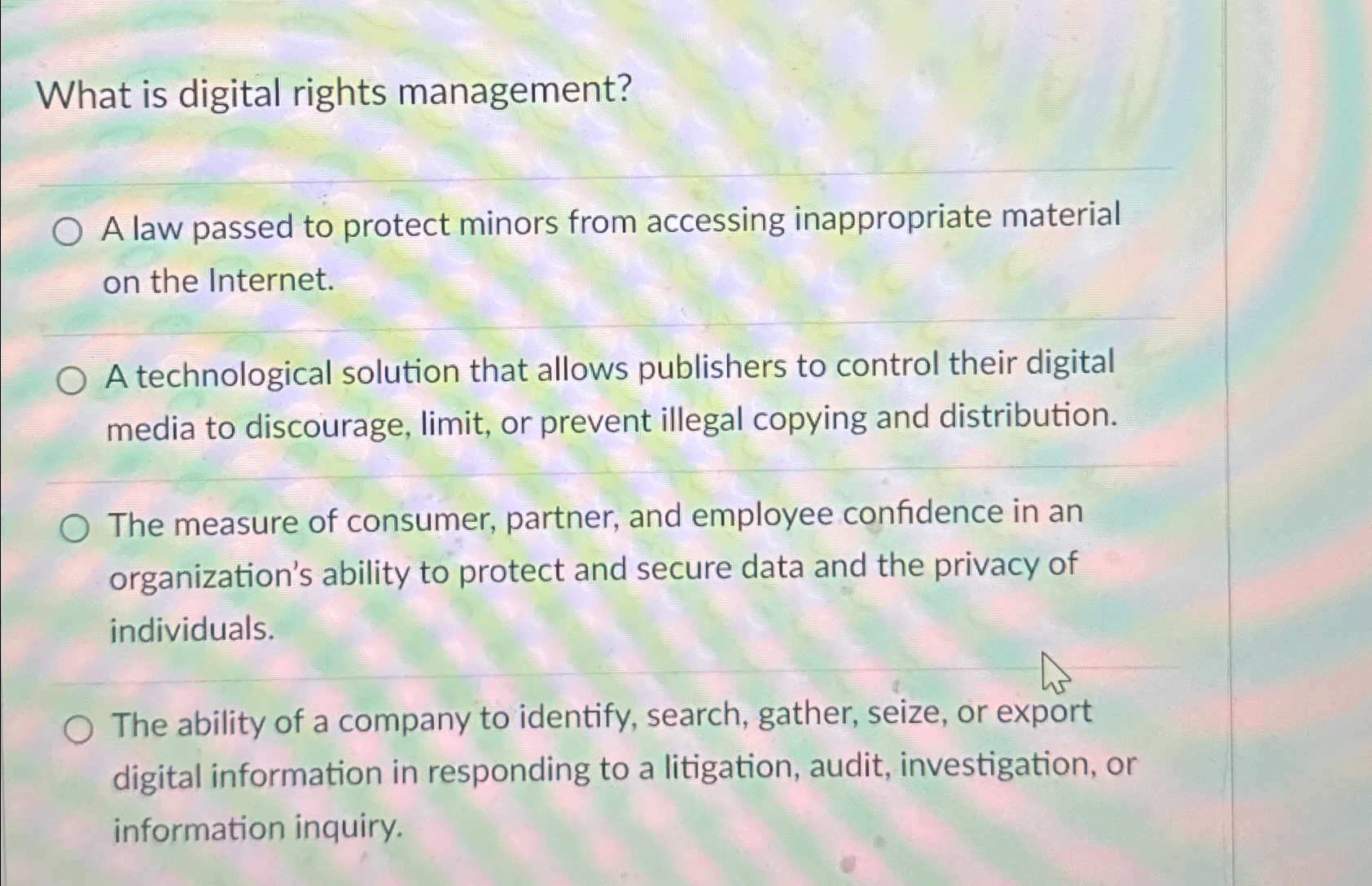 Solved What is digital rights management?A law passed to | Chegg.com