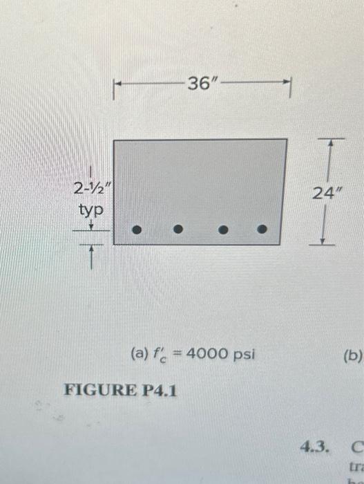 Solved (a) fc′=4000 psi FIGURE P4.115. Calculate the moment | Chegg.com