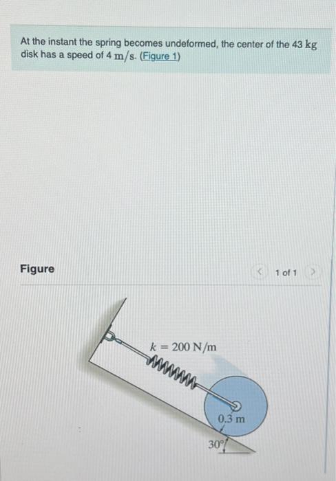 Solved At the instant the spring becomes undeformed, the | Chegg.com