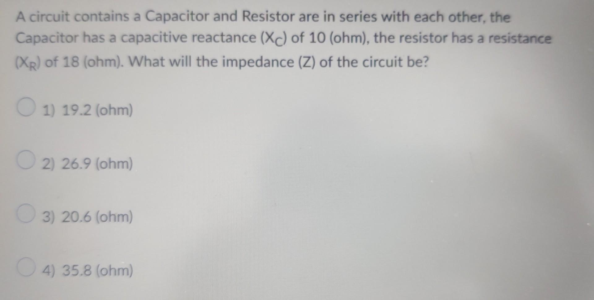 Solved A circuit contains a Capacitor and Resistor are in | Chegg.com