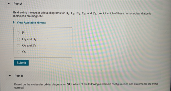 Solved Part A By drawing molecular orbital diagrams for B2, | Chegg.com