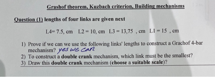 Solved Grashof theorem, Kuzbach criterion, Building | Chegg.com