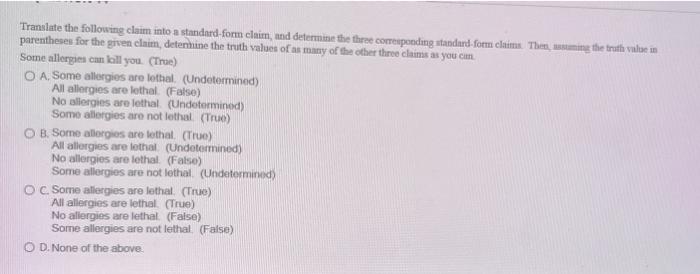Translate the following claim into a standard-form | Chegg.com