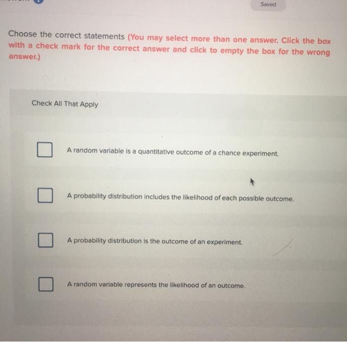 Solved Saved Choose the correct statements (You may select | Chegg.com