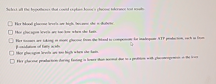 Solved Select all the hypotheses that could explain Jessie's | Chegg.com Solved Select all the hypotheses that could explain Jessie's | Chegg.com