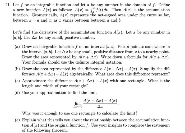 Solved a new function A(x) as follows: A(x)=∫axf(t)dt. Then | Chegg.com